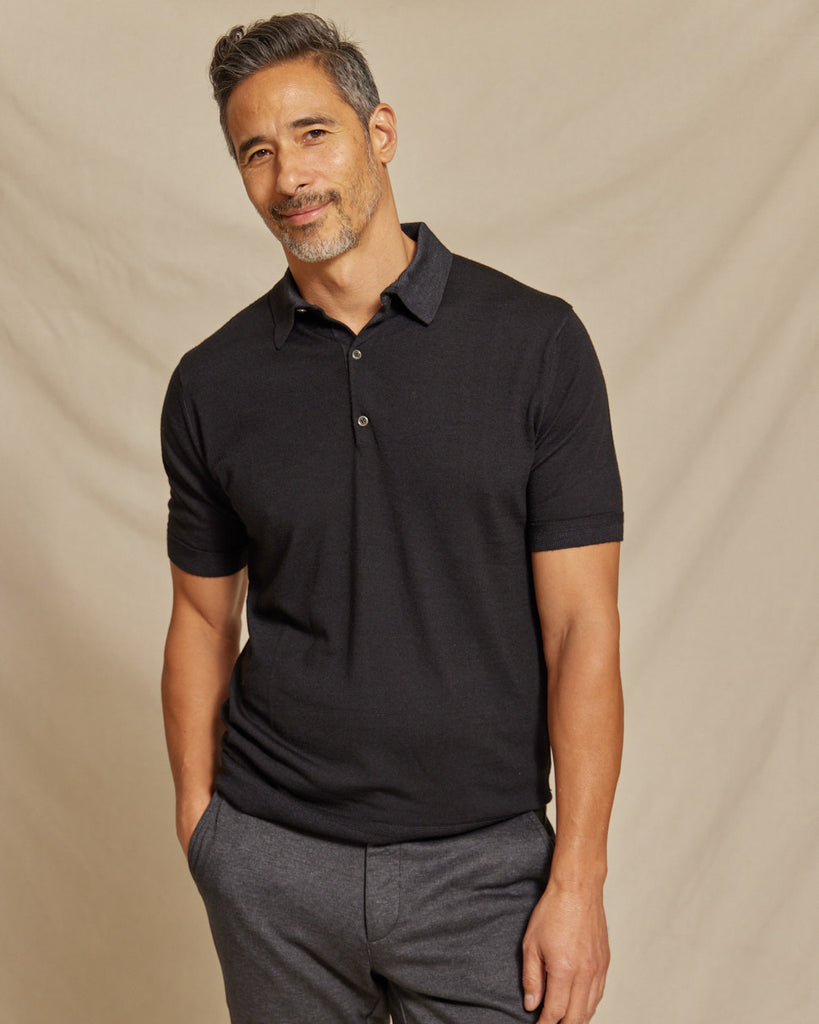 The Cillian - SS Lightweight MERINOmax Polo - Black – Rye 51