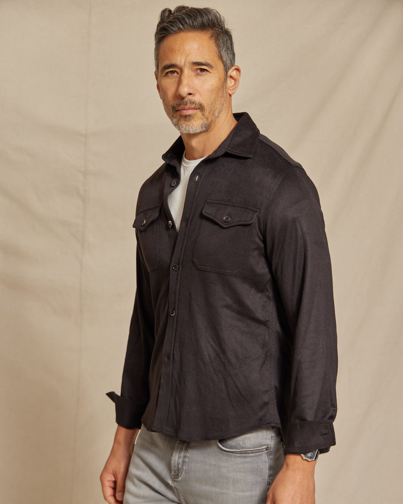 The Connor - Light Weight Wool Tech Shirt Jacket - Black – Rye 51