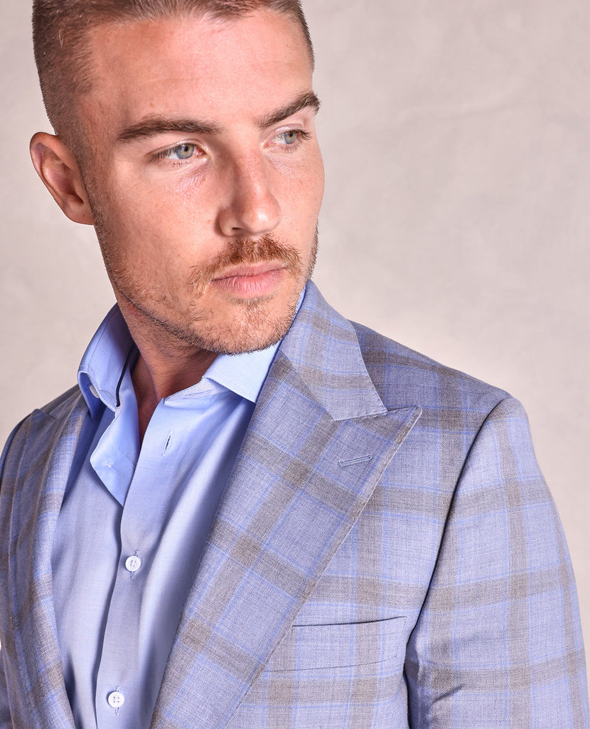 The Arnold - Shadow Check Soft Jacket - Blue/Tan – Rye 51