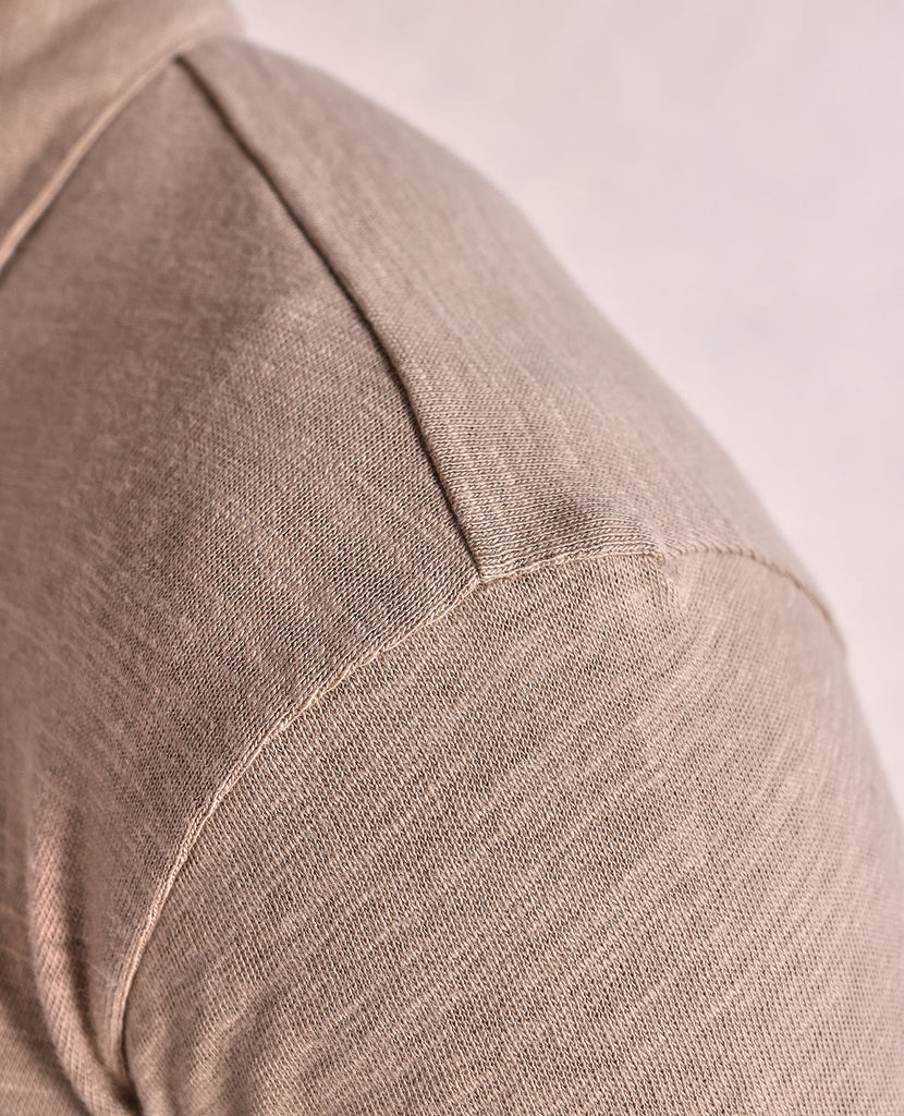 The Mercer - Distressed LS Polo - Tan – Rye 51